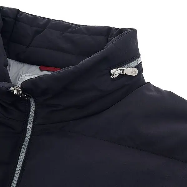 Brunello Cucinelli Stand Collar Zip-up Cotton Jacket With Logo Detail