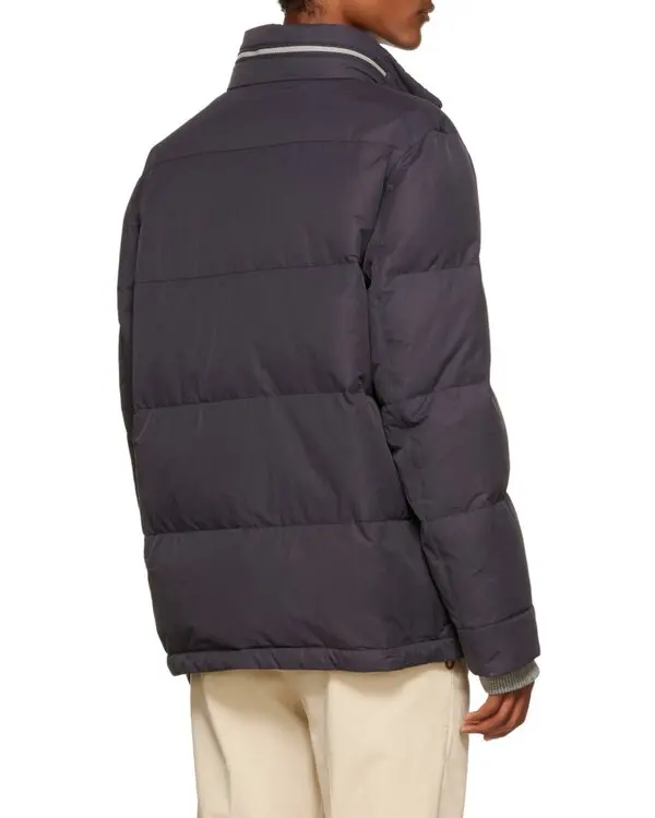 Brunello Cucinelli Stand Collar Zip-up Cotton Jacket With Logo Detail