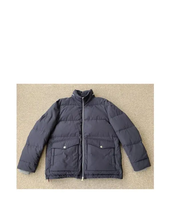 Brunello Cucinelli Stand Collar Zip-up Cotton Jacket With Logo Detail
