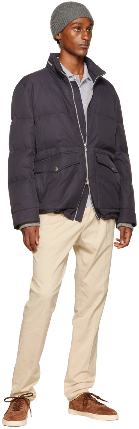 Brunello Cucinelli Stand Collar Zip-up Cotton Jacket With Logo Detail