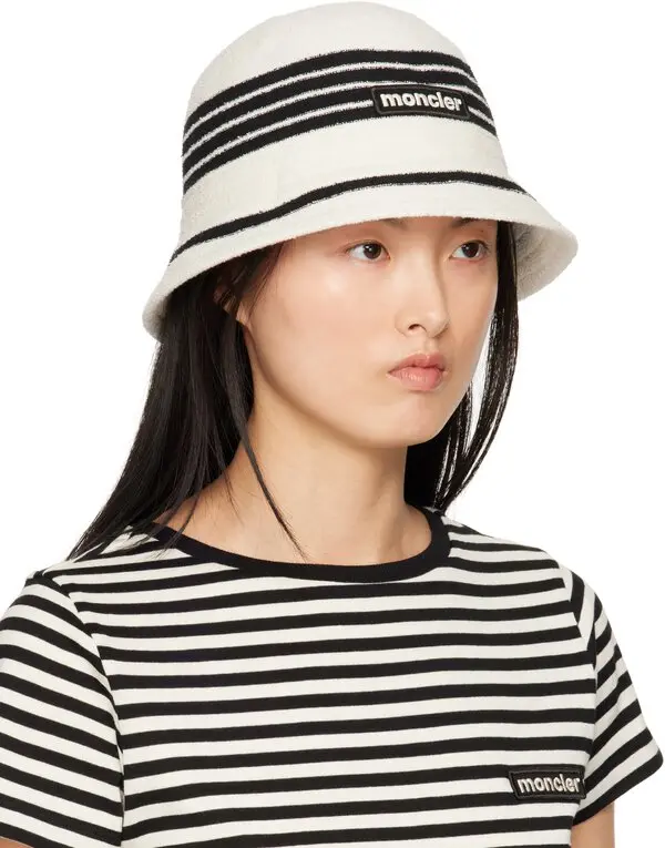Moncler Striped Logo Patch Bucket Hat - Multicolor