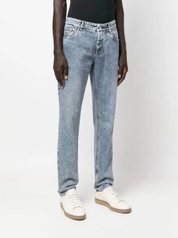 Brunello Cucinelli Logo Patch Stonewashed Slim Fit Jeans