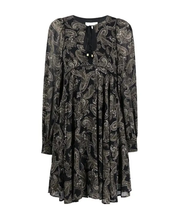 Michael Kors Paisley-print Long-sleeve Dress