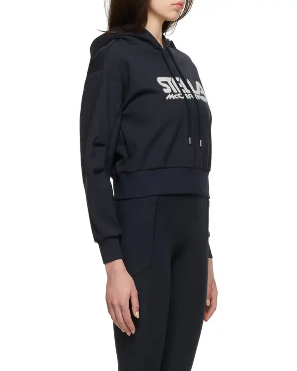 Stella McCartney Cropped Drawstring Hoodie With Logo Print - Black