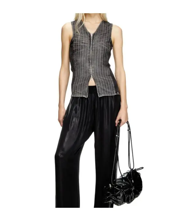 DIESEL® De-nessi Zipped Tank Top - Gray/black