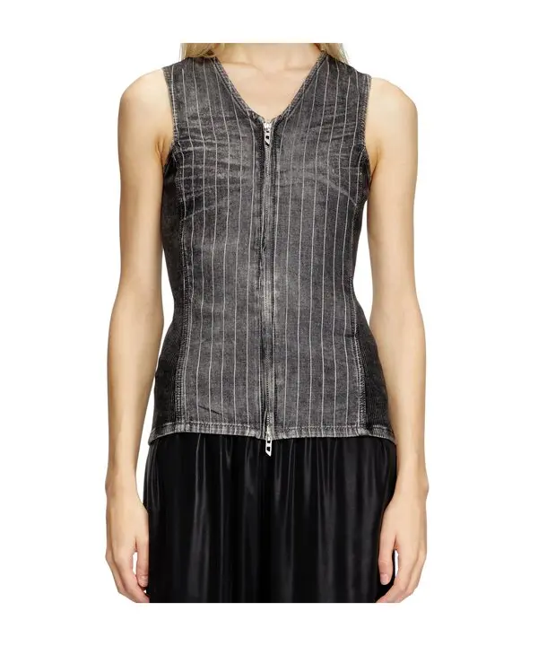 DIESEL® De-nessi Zipped Tank Top - Gray/black