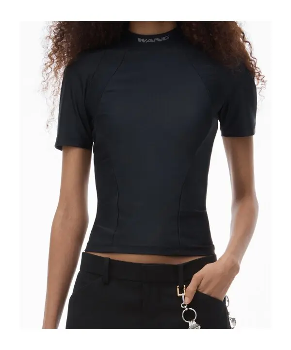 Alexander Wang Logo Detailed Mock Neck T-shirt