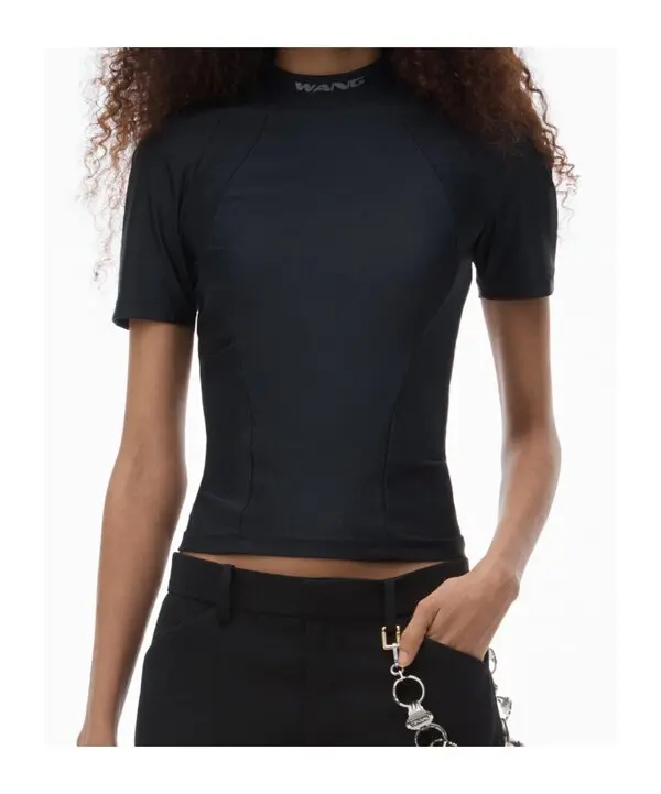 Alexander Wang Logo Detailed Mock Neck T-shirt