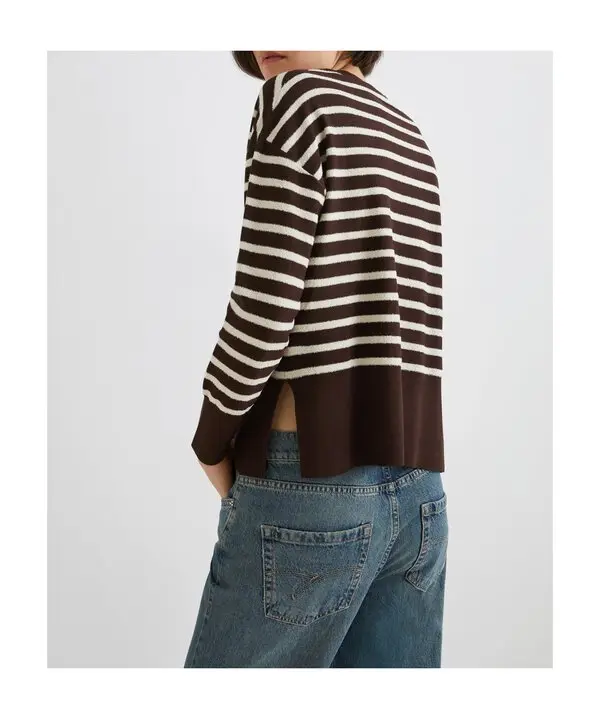 Marella Striped Bouclé Sweater With Drop Shoulder And Side Slits