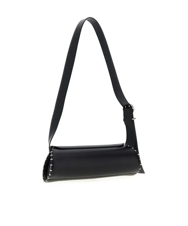 JIL SANDER Cannolo Small Shoulder Bag With Studded Appliqués - Black