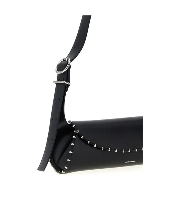 JIL SANDER Cannolo Small Shoulder Bag With Studded Appliqués - Black
