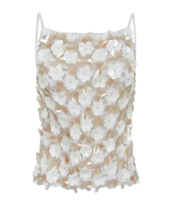 P.a.r.o.s.h Floral Appliqué Camisole - White