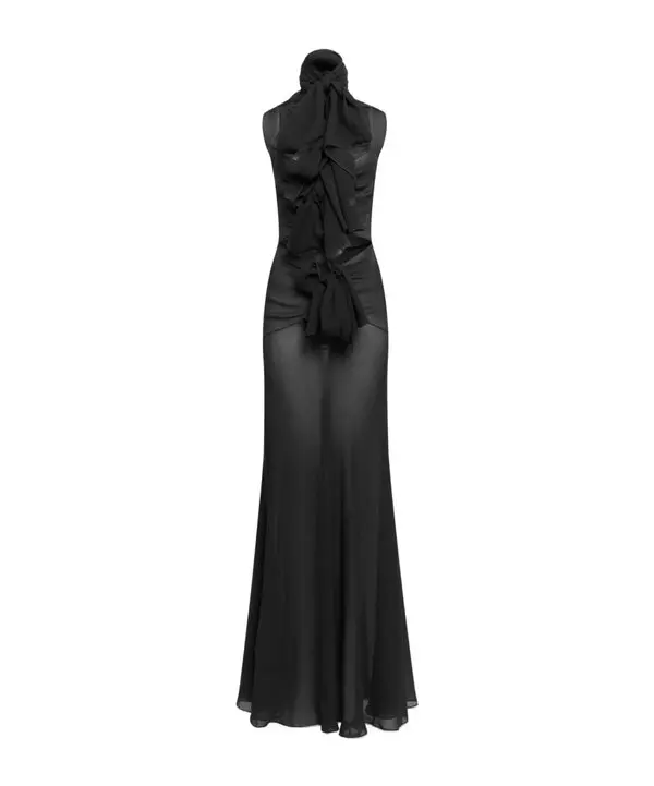 Alaïa Sleeveless High Neck Dress With Bow Detail