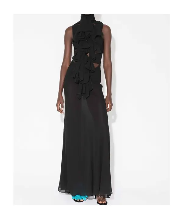 Alaïa Sleeveless High Neck Dress With Bow Detail