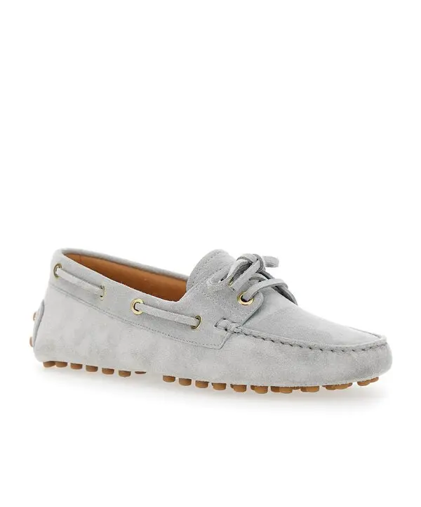 TOD'S Bow Detailed Suede Loafers - Gray