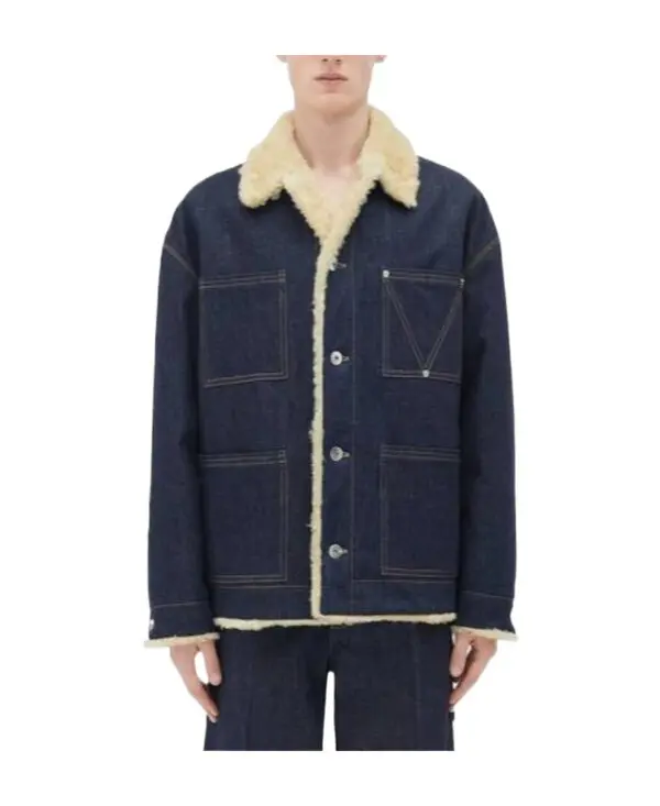 Bottega Veneta Denim Shearling Lined Coat