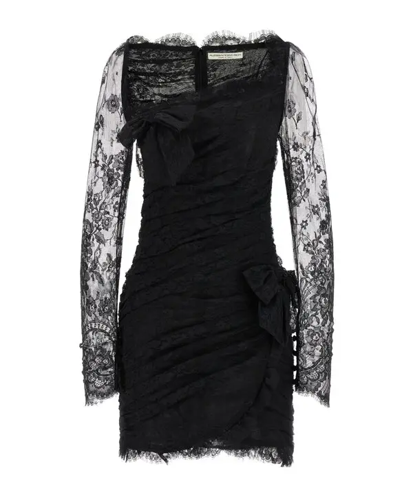 Alessandra Rich Lace Draped Mini Dress