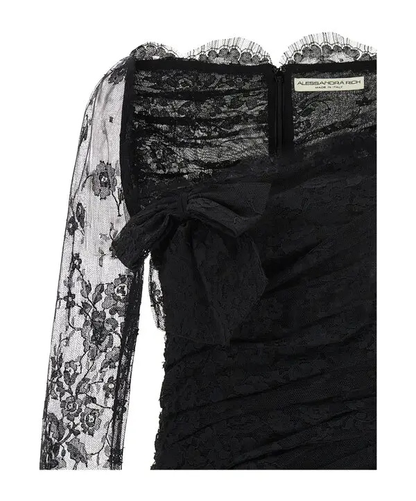 Alessandra Rich Lace Draped Mini Dress