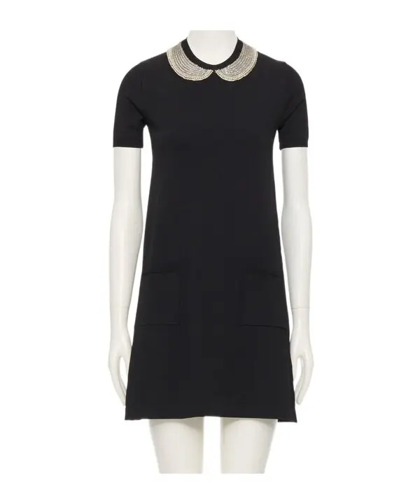 Valentino Garavani Embellished Collar Short Sleeve Dress