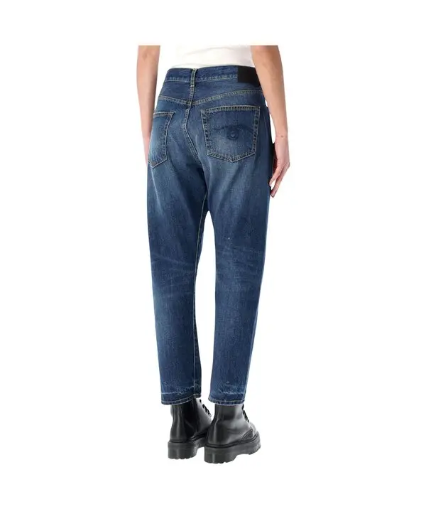 R13 Asymmetrical Cross Belt High-waisted Jeans - Blue