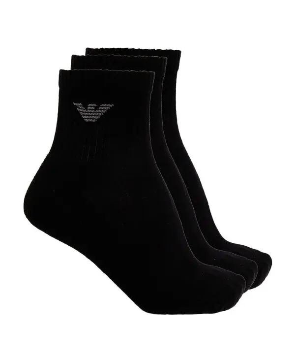Emporio Armani Logo Crew Socks 3 Pairs - Black