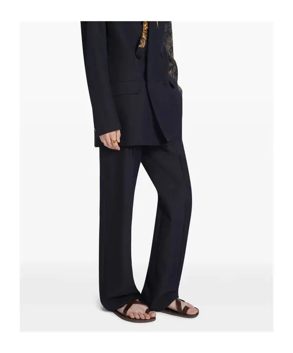 Dries Van Noten Pressed Creased Straight-leg Trousers - Blue