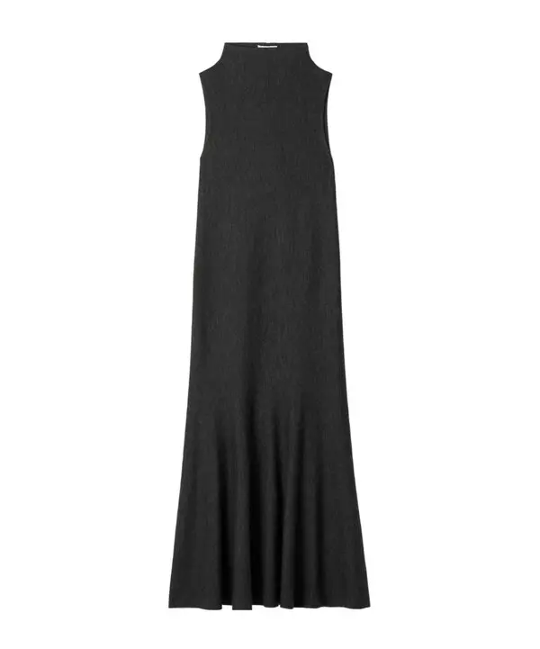 Khaite Margo Merino Wool Maxi Dress - Dark Gray