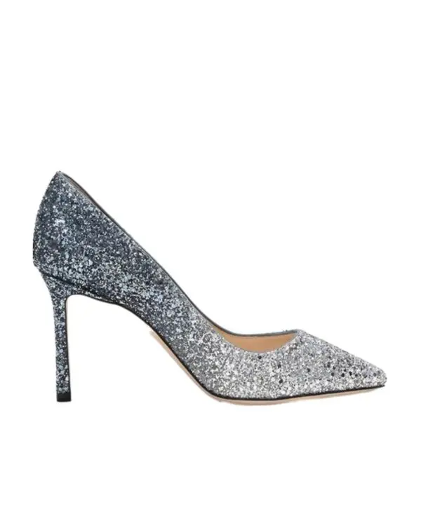 JIMMY CHOO Sequined Pointed Toe High Heel Pumps - Gray