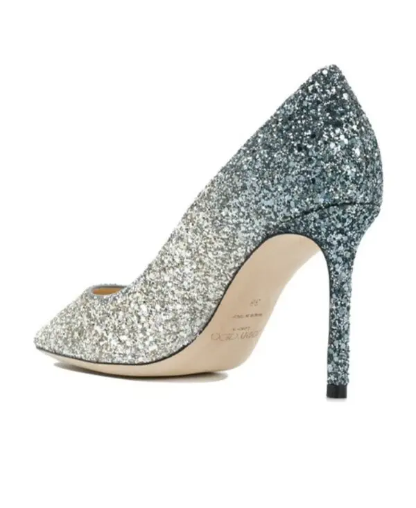 JIMMY CHOO Sequined Pointed Toe High Heel Pumps - Gray