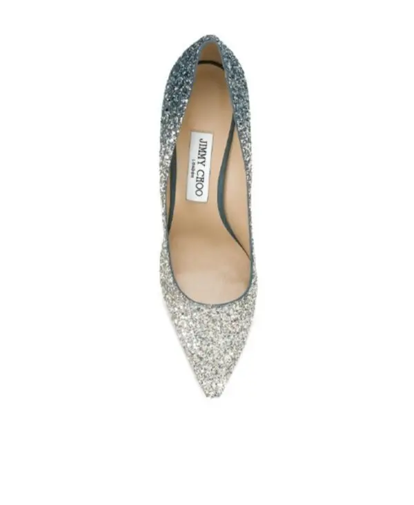 JIMMY CHOO Sequined Pointed Toe High Heel Pumps - Gray