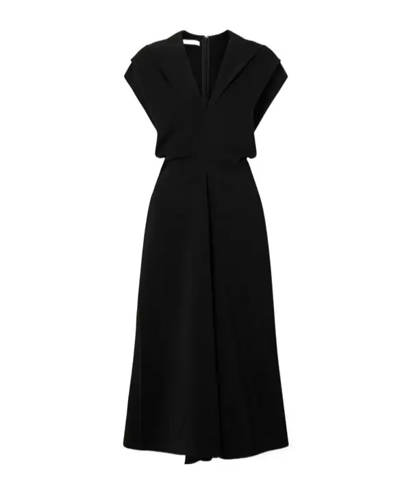 Co Name V-neck Dress In Satin Knit - Black