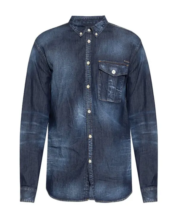 Dsquared2 Logo-plaque Buttoned Denim Shirt