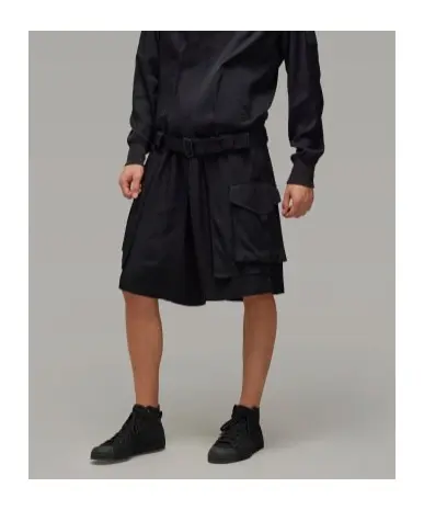 Y3 Drawstring Knee-length Cargo Shorts - Black