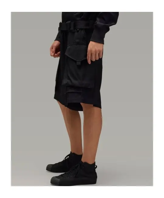 Y3 Drawstring Knee-length Cargo Shorts - Black