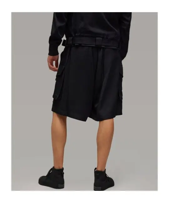 Y3 Drawstring Knee-length Cargo Shorts - Black
