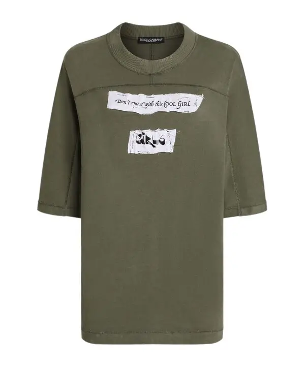 Dolce & Gabbana Patch Detailed Crewneck T-shirt - Green