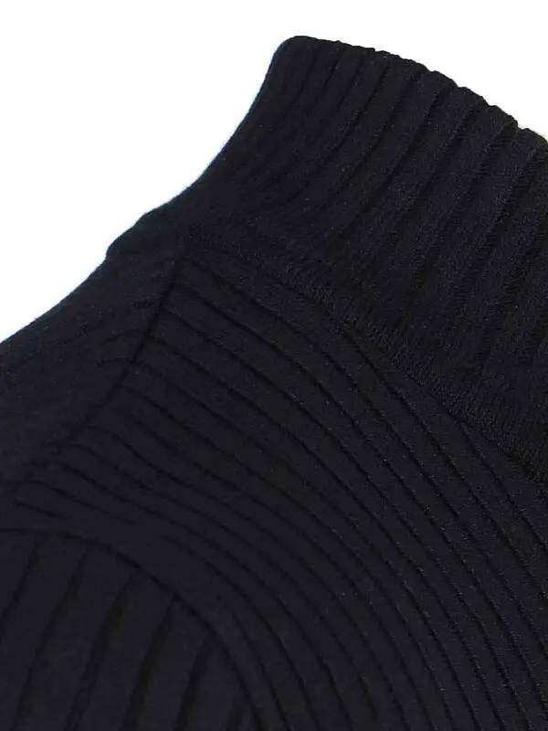 COURREGES Ribbed High Neck Short Sleeve Jumper With Logo - Black