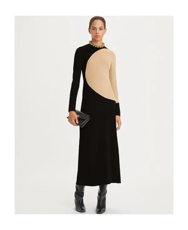 Tory Burch Color-block Crewneck Midi Dress