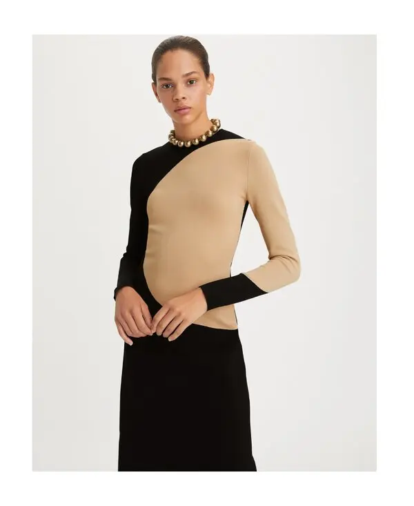 Tory Burch Color-block Crewneck Midi Dress