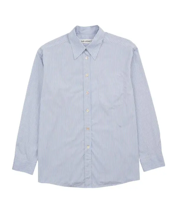 Our Legacy Striped Shirt With Classic Collar - Light Blue