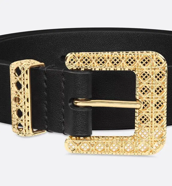 Dior Cannage Belt With Cd Signature - Black