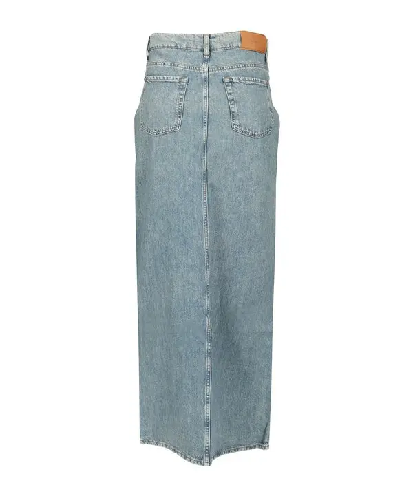 7 For All Mankind Long Denim Skirt With High Slit