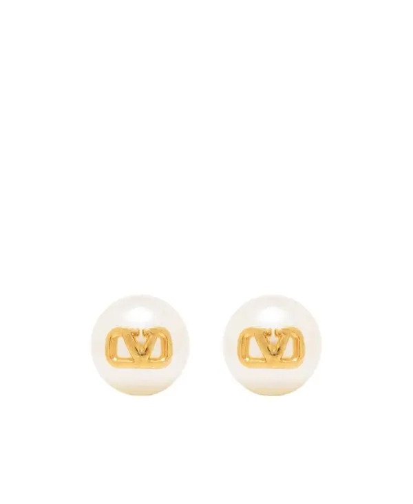 Valentino Garavani Vlogo Signature Pearl Earrings - Yellow