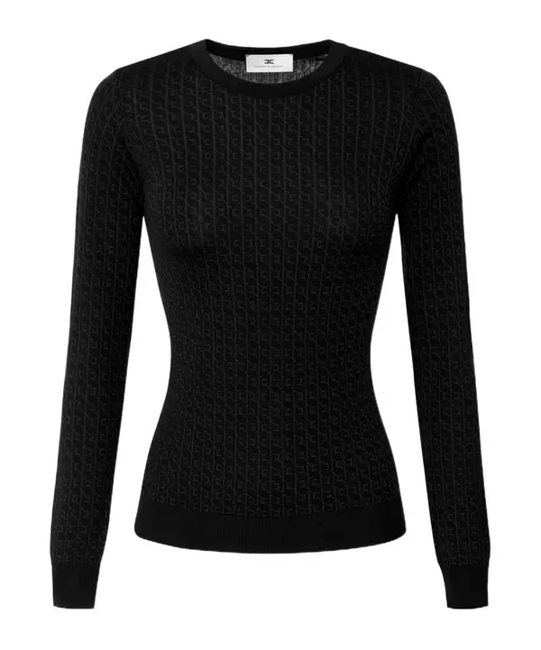 Elisabetta Franchi Logo Pattern Crew Neck Sweater - Black