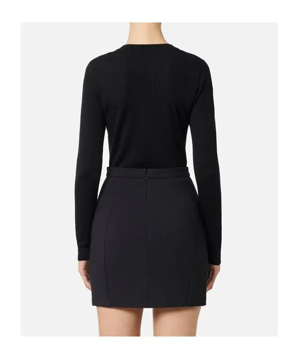 Elisabetta Franchi Logo Pattern Crew Neck Sweater - Black