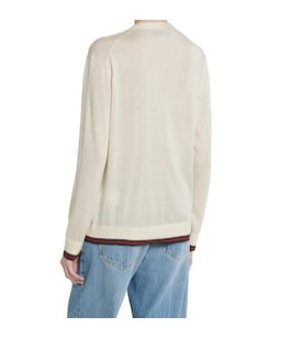 Gucci Extra Fine-knit V-neck Cardigan With Web Trim