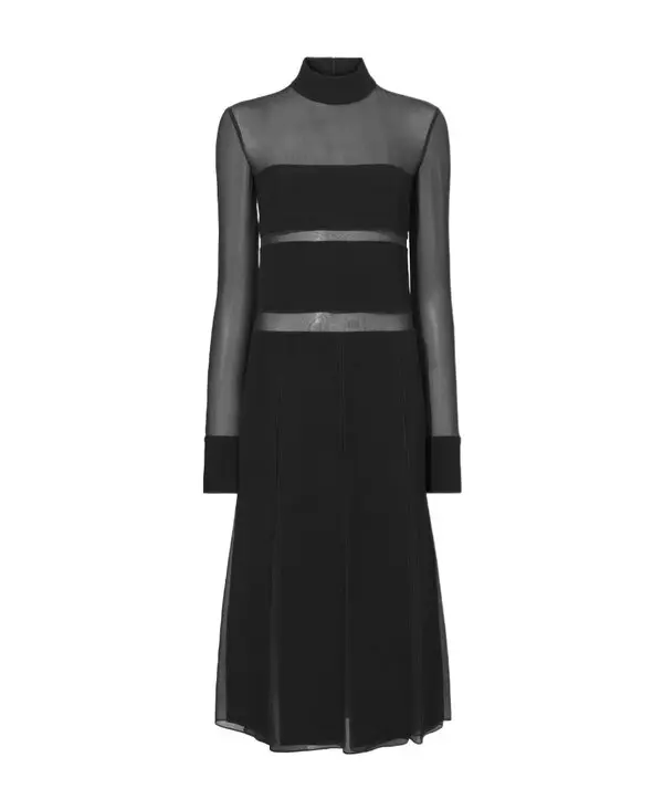 Proenza Schouler Sheer-panel Pleated Midi Dress - No