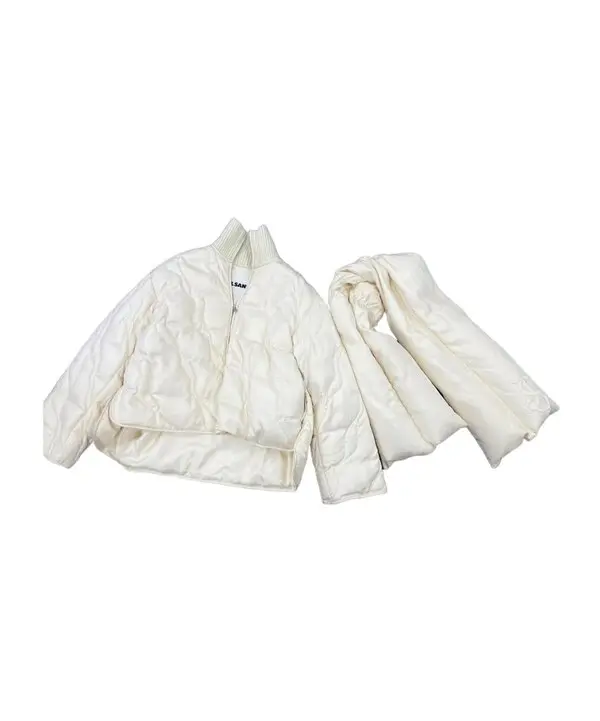 JIL SANDER Quilted Down Jacket With Detachable Scarf - No