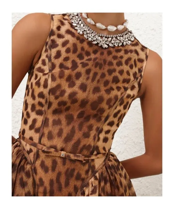 Zimmermann Print Crystal Embellished Pleated Mini Dress