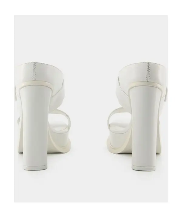 Alexander McQueen High-heeled Platform Sandals With Buckle Detailing - White